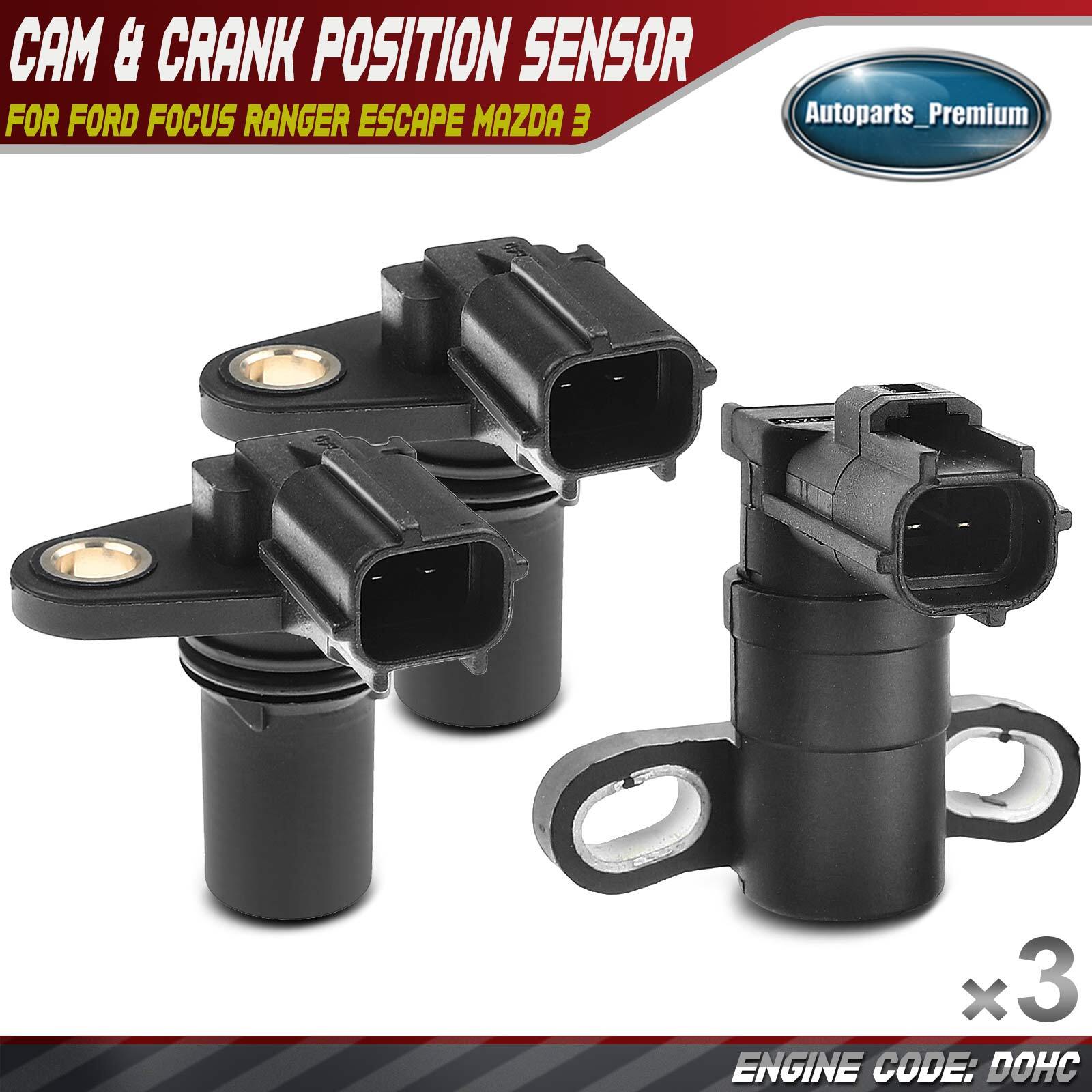 2x Camshaft & 1x Crankshaft Position Sensor for Ford Focus Ranger ...