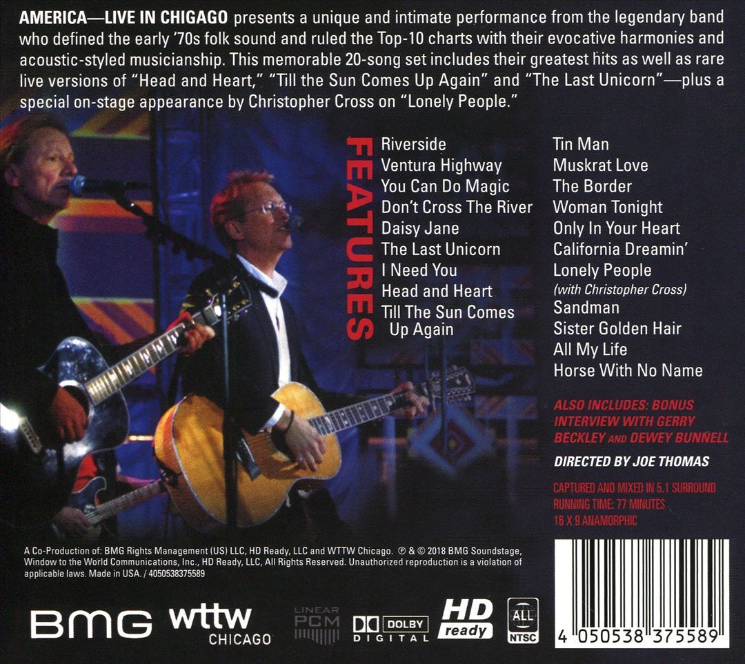 AMERICA - LIVE ON SOUNDSTAGE: CLASSIC SERIES [DIGIPAK] * NEW CD ...