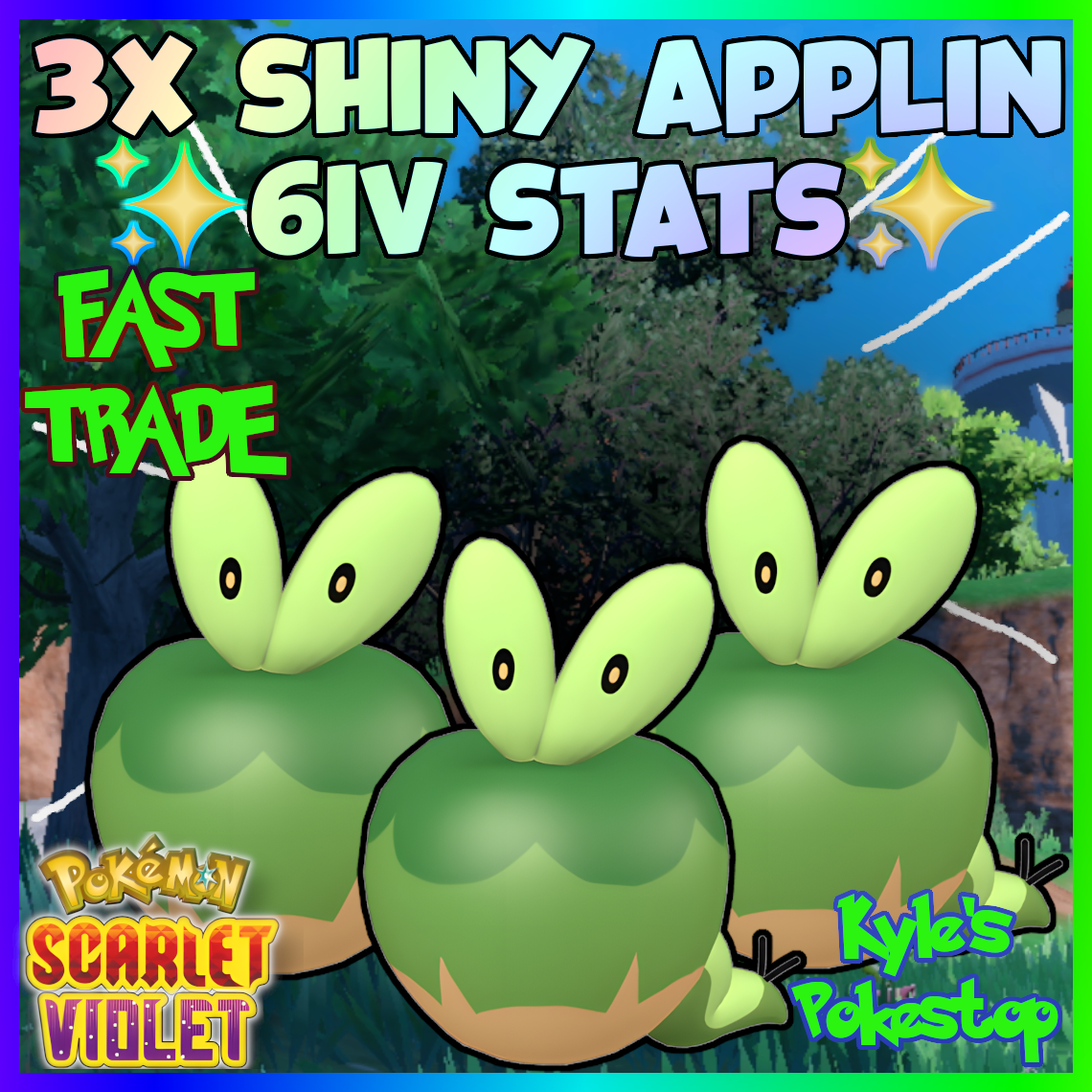 6IV SHINY 3X APPLIN POKEMON SCARLET & VIOLET EV'D 3 PACK | eBay