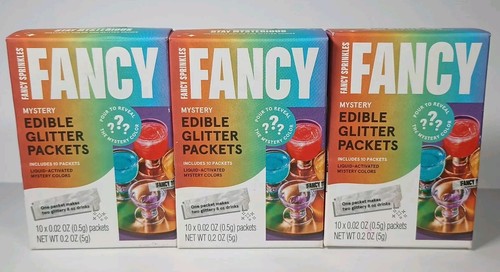 3 Pack FANCY SPRINKLES 30 Total Edible Glitter Packets Mystery Colors ...