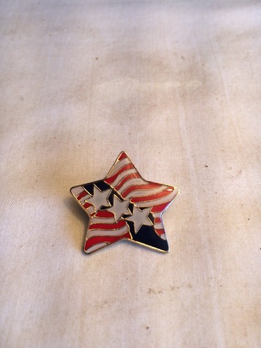 Vintage Patriotic Star-Shaped Hat Pin or Lapel Pin, Red, White & Blue w ...