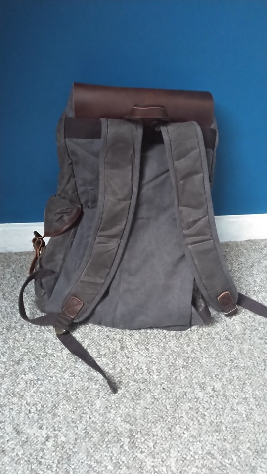 WUDON Leather Backpack for Men,Waxed Canvas Shoulder Rucksack CarryOn ...