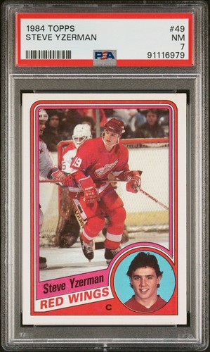 1984 Topps Steve Yzerman Rookie Card #49 PSA 7 HOF NHL RC Detroit Red ...