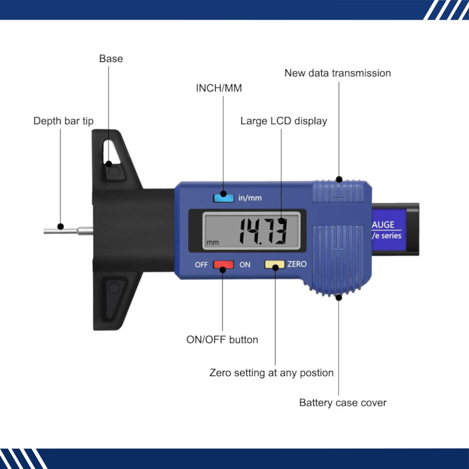 Digital Tyre Tread Depth LCD Car/Motorbike Gauge Check Tester Meter ...