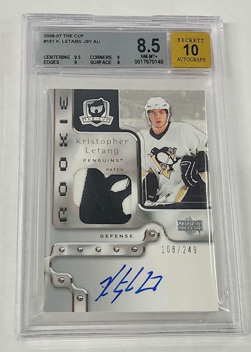 KRISTOPHER LETANG - 2006-07 UD THE CUP - #151 - RC AUTO PATCH #/249 BGS ...