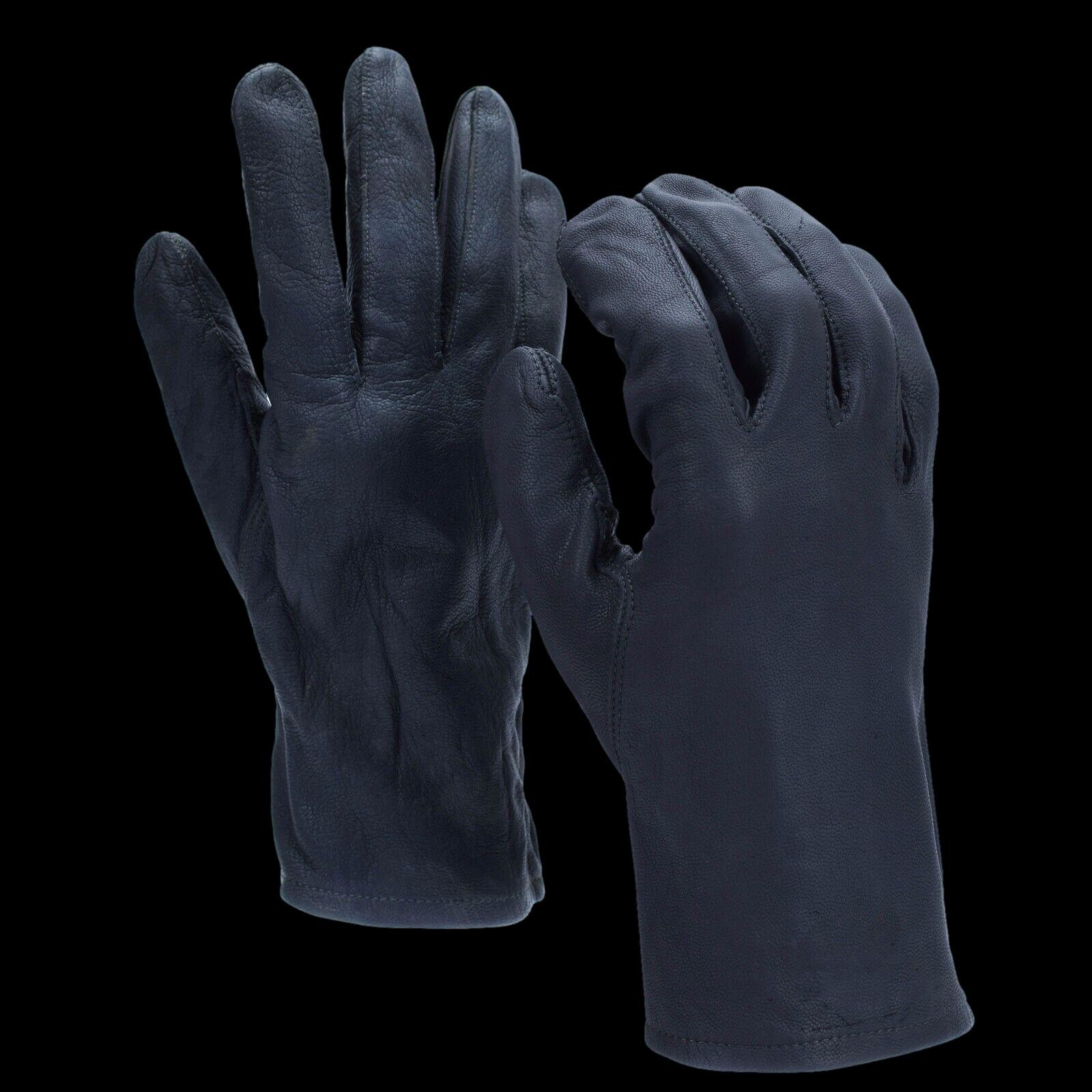 DUTCH MILITARY LEATHER GLOVES LIGHT WEIGHT BLACK ORIG… - Gem