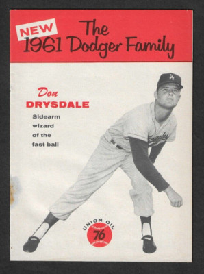1961 MEET THE DODGER FAMILY - DON DRYSDALE (HOF) Los Angeles Dodgers ...