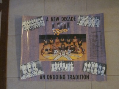 LSU TIGERS 1989-90 BASKETBALL SCHEDULE POSTER SHAQUILLE O'NEAL SHAQ 🐯 ...