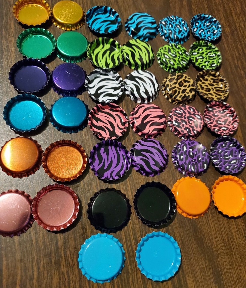 New 38 BOTTLE CAPS mix colors and design on bothsides for craft, Jewelry etc | eBay