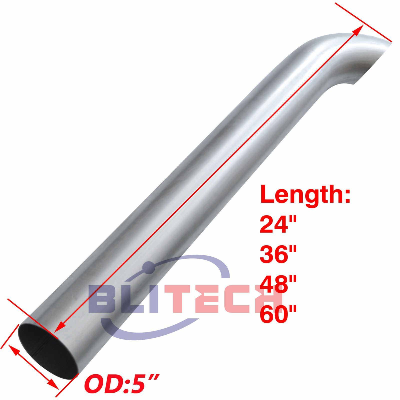 5in 5" OD x 24" 36" 48" 60" Aluminized Curved Stack Pipe Semi Truck ...