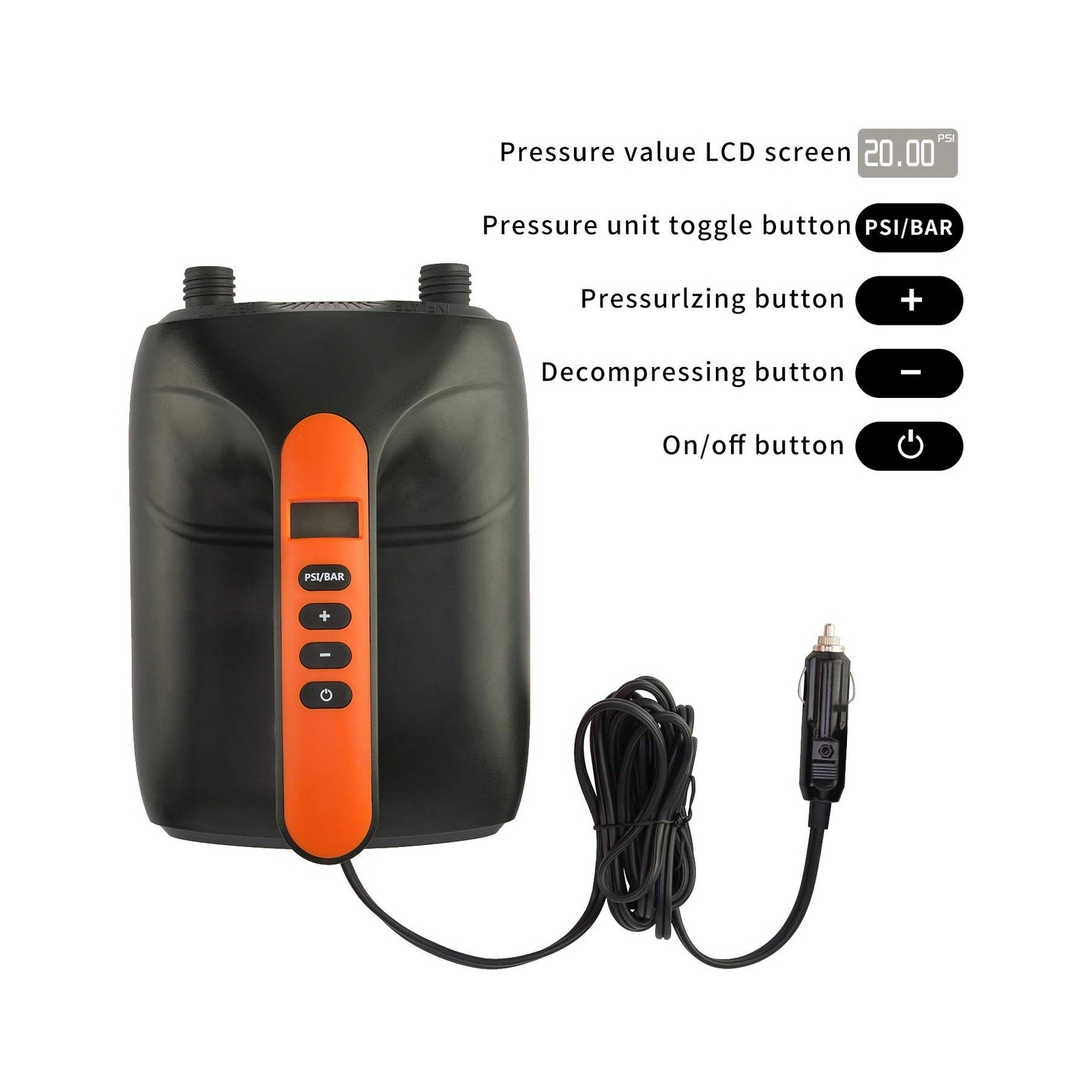 20PSI High Pressure SUP Electric Air Pump ,Dual Stage Inflation Paddle ...