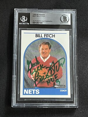 HOF BILL FITCH 1989-90 NBA HOOPS ROOKIE SIGNED AUTOGRAPHED CARD #327 ...
