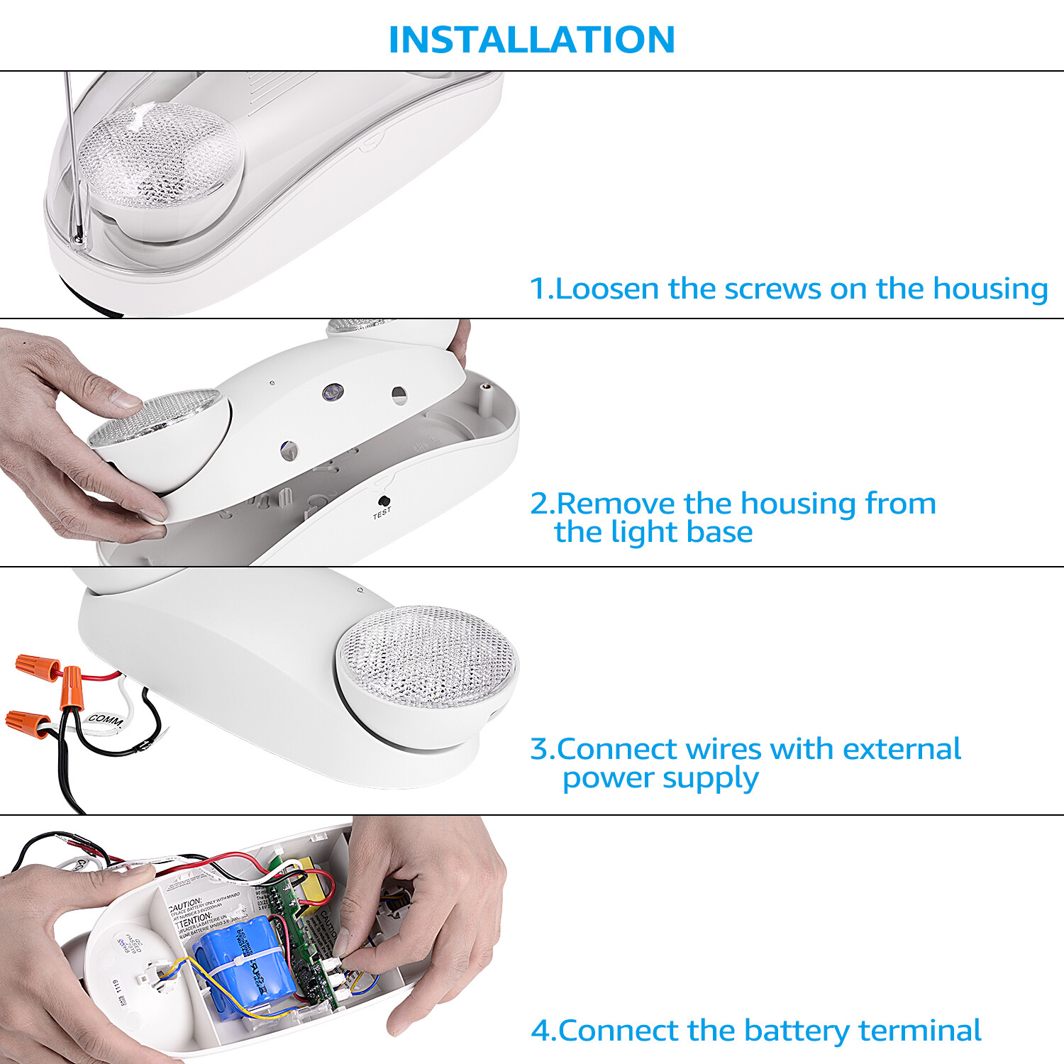 2 PACK LED Wet Location Outdoor Emergency Light with Battery Backup, UL ...