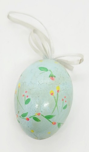 Vintage Hand Painted Blue Egg with Pink Flowers Easter Egg Ornament | eBay