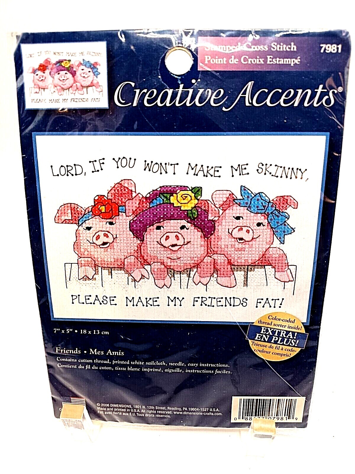 Dimensions Pig Friends 7981 Stamped Cross Stitch Kit Creative Accents 7 ...