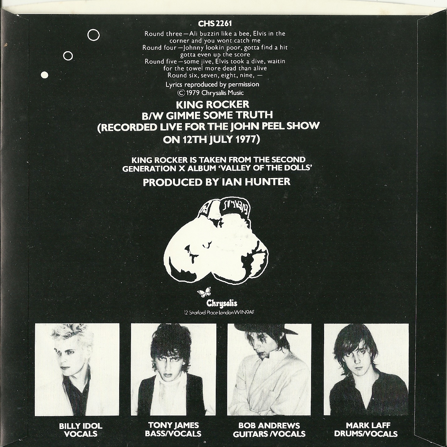 GENERATION X King Rocker 7" BLACK VINYL UK 1979 Punk KBD Billy Idol NEW ...