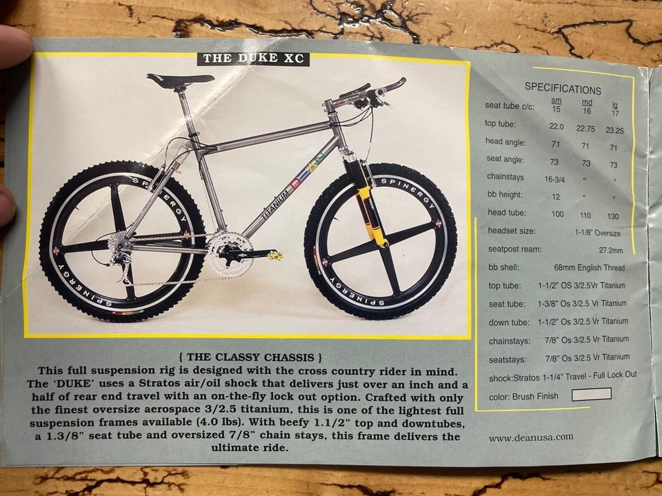 1997 Dean Duke Titanium Softail Frame 19" Vintage MTB 90's | eBay