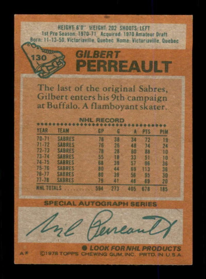 1978-79 Topps #130 Gilbert Perreault EX/EX+ Sabres 547469 | eBay