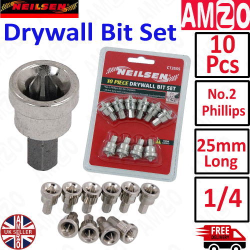 10 X Drywall Dimpler Screwdriver Bits Ph2 Philips Plasterboard Depth ...