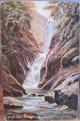 Irish Art Postcard Ess-na-LARACH FALLS Antrim Northern Ireland ...