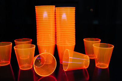 DirectGlow 2oz 50 Count Neon Orange Blacklight Plastic Shot Glasses ...