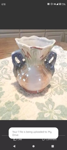Vintage 1960 Handpainted Lustreware Floral Double Handled Sm Vase Made In Brazil | eBay