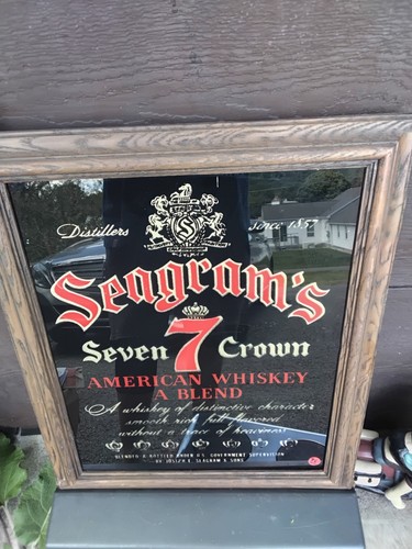 Seagrams 7 Seven Crown American Whiskey Glass Framed Mirror Sign 24x15 ...