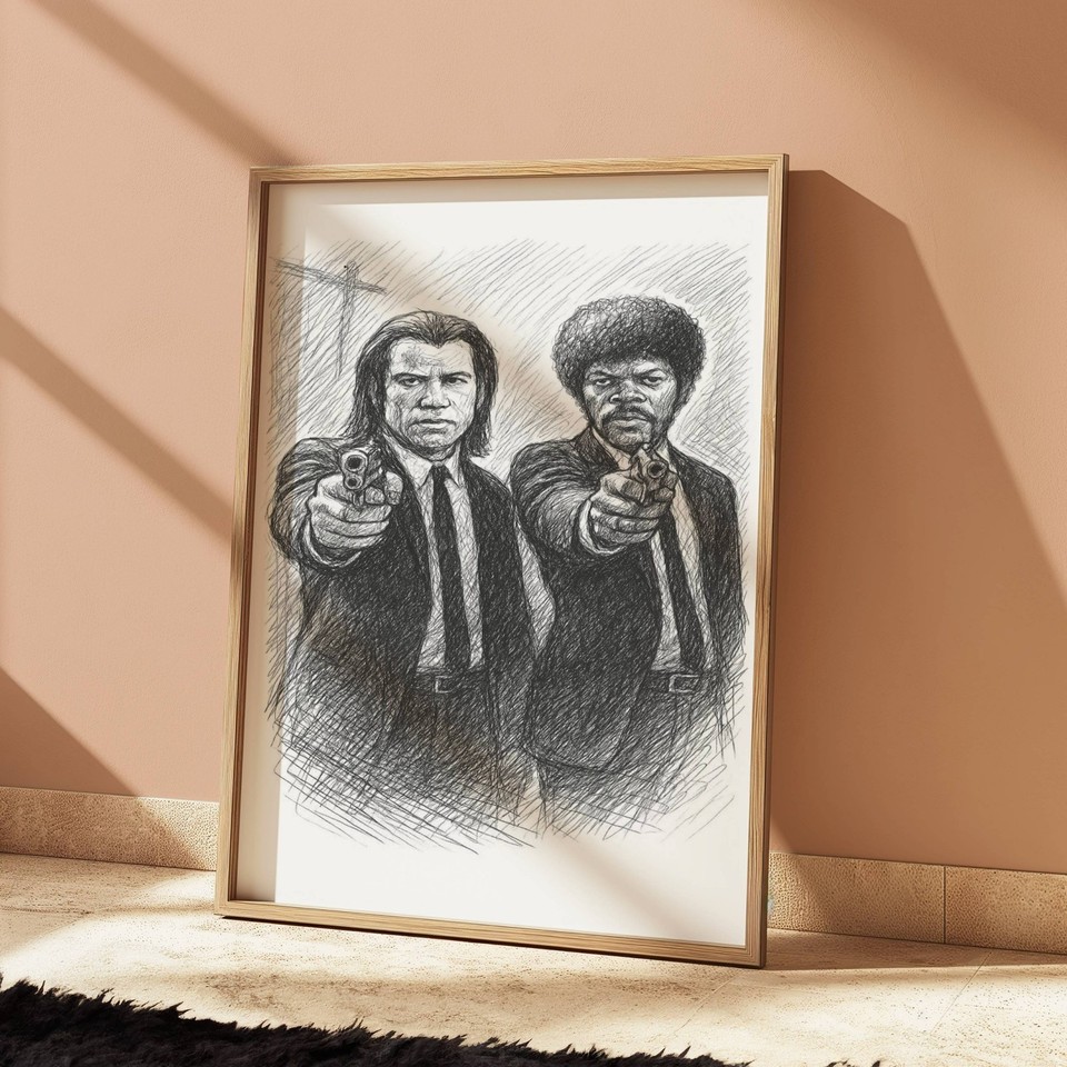 PULP FICTION DRAWING SKETCH PRINT 8" x 10" PULP FICTION WALL ART HOME ...