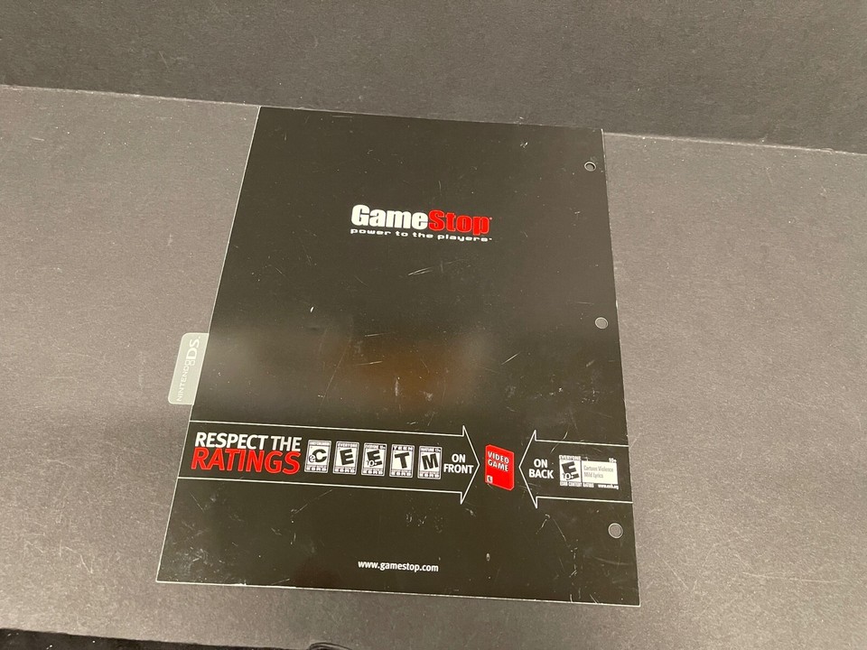 Nintendo DS Gamestop Binder Divider Plastic Sheet ONLY Authentic Rare ...