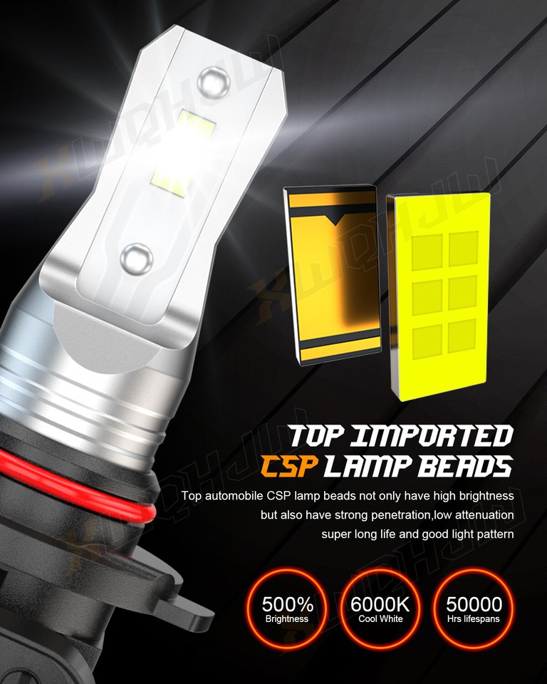 9005+H11 LED Headlight Combo High Low Beam Bulbs Kit Super White Bright ...