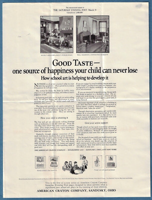 1920s AD BROADSIDE ~ AMERICAN CRAYON CO., SANDUSKY, OH ~ GOOD TASTE ...