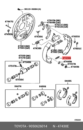 OE spring, tension for rear brake shoe return, 9050626014 for TOYOTA ...