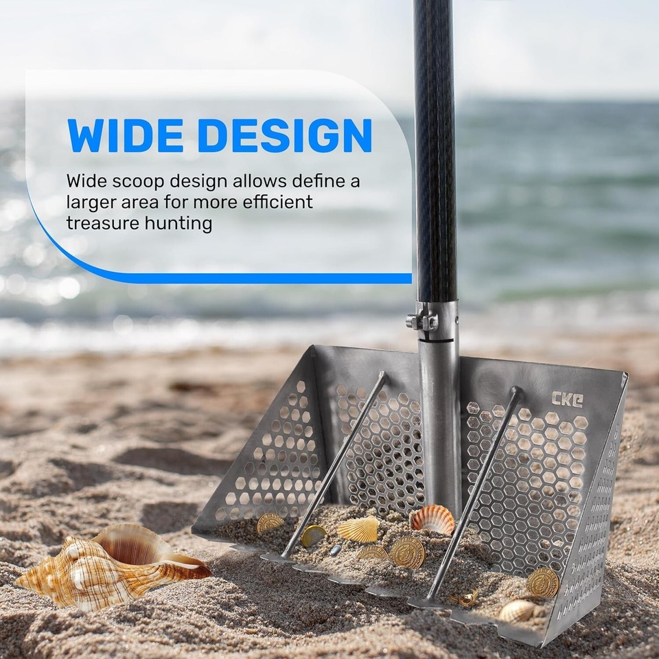 CKG Shark Tooth Sifter & Sand Scoop for The Beach, Sand Flea Rake+ ...