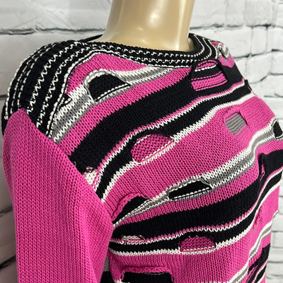 Cotton Country Sweater Womens Distressed Round Neck Tight Knit Long ...