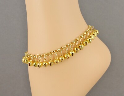 gold jingle bells adjustable anklet ankle bracelet belly dancer 8 - 11 ...