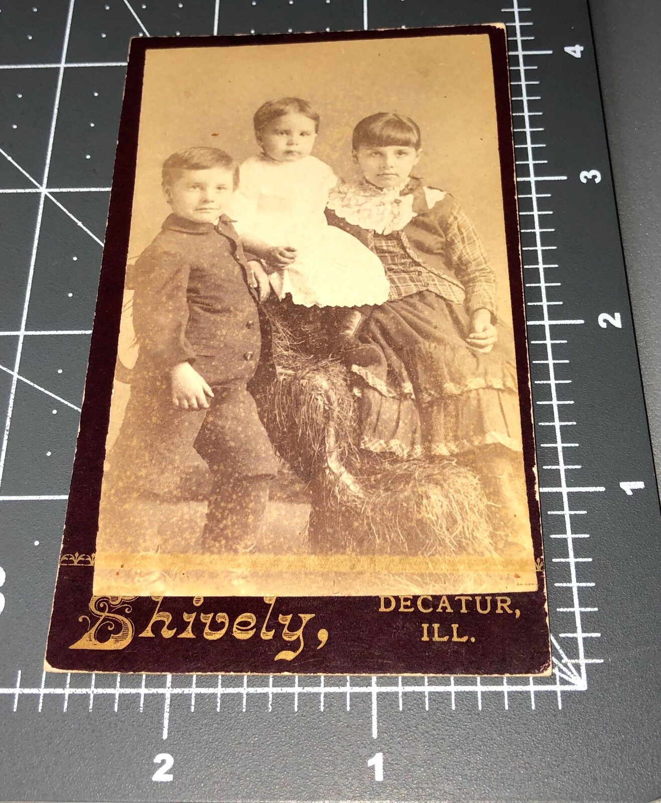 1870s Boy Girl Decatur IL Illinois Shively Photographer Studio Antique ...