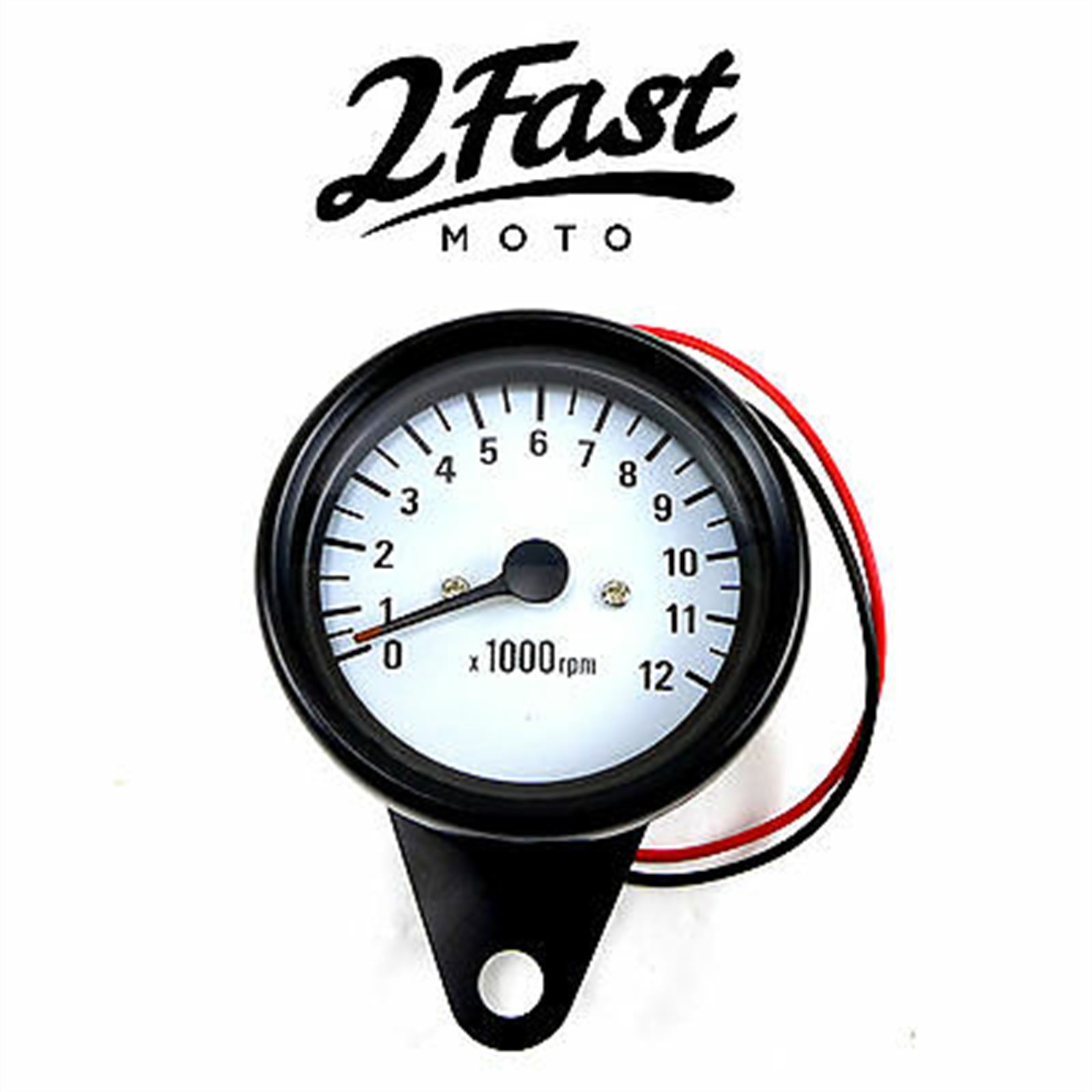 Black/White Tachometer - 0-12000 RPM - 1:7 Ratio for Motorcycles 14 ...