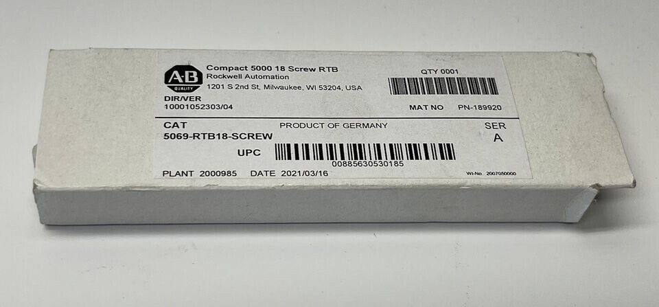 Allen Bradley 5069-RTB18-SCREW Compact 18 Pins Screw Type I/O Terminal ...