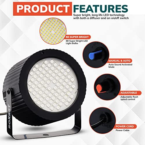 Strobe Light - 88 Super Bright LED Light Bulbs - Speed & Sound Modes ...