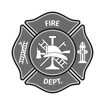 Black White Fire Department Logo Sticker Firefighter Dept Car Truck ...
