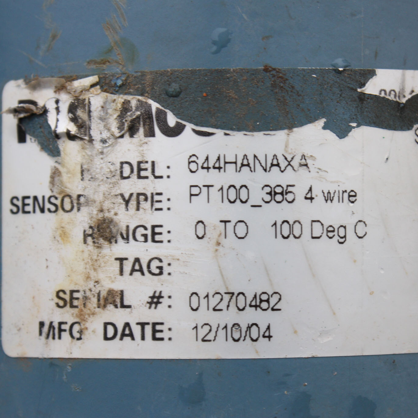 Rosemount Temperature sensor transmitte 644HANAXA PT100_385 4 WIRE 0 ...