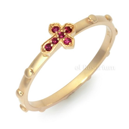 Rosary Ring PR77-37 10K Real Solid Gold Catholic Christian Ring (US 4 ...