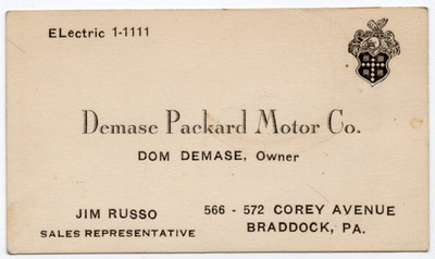 c1940's-60's - Demase Packard Motor Co Jim Russo Braddock PA - Business ...