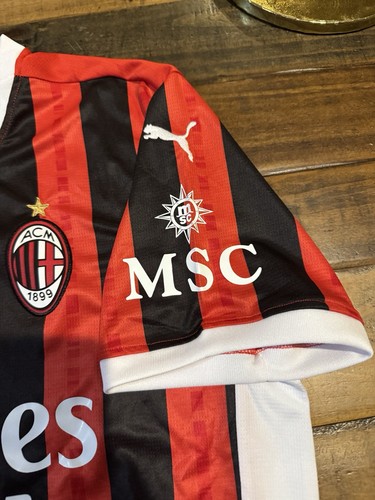 AC Milan Home Jersey Black Red #7 Santiago Giménez UCL Patches Large | eBay