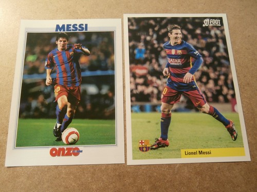 LIONEL MESSI (FC BARCELONE), 2 RARE FOOTBALL ROOKIE CARDS ONZE + SO ...
