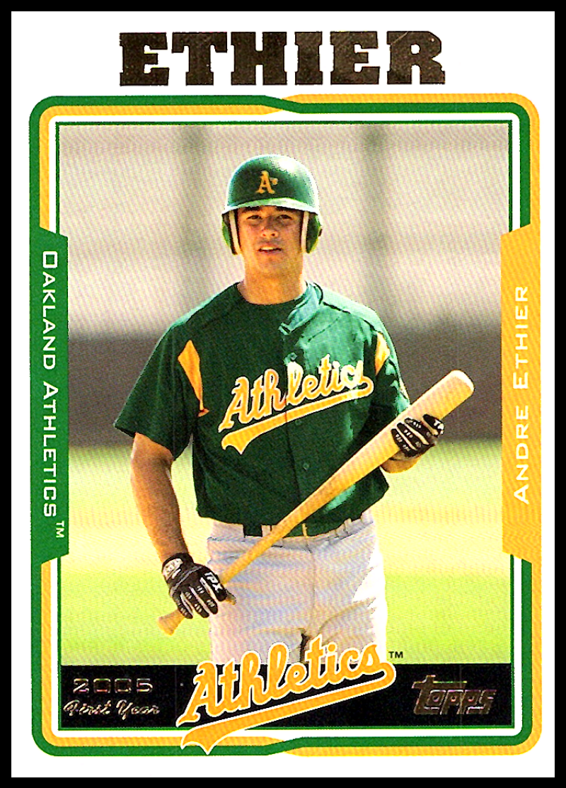 2005 Topps #313 Andre Ethier RC Rookie Oakland Athletics Baseball Card ...