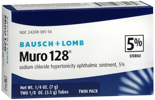 Bausch+Lomb Muro 128 Sodium Chloride Opthalmic Oint 5% 1/8 oz x 2 tubes ...