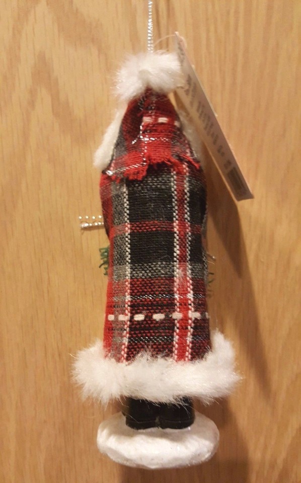Merry Brite 6"x2" Heavy Resin Collectible Santa Ornament in Plaid ...