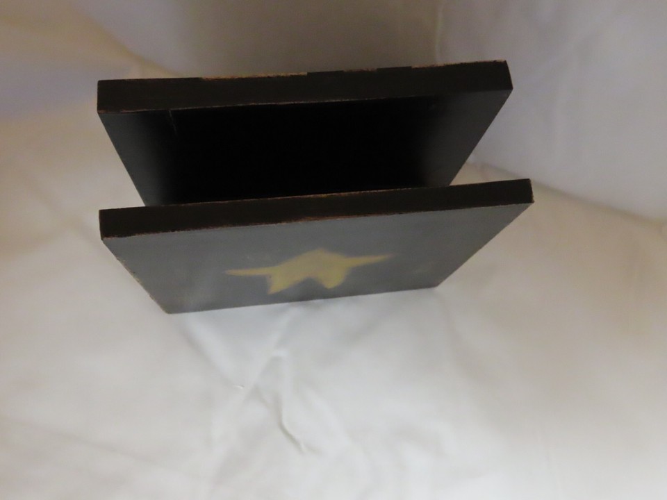 Primitive Wooden Wood Napkin Holder Lamp Black Hand Painted With ...
