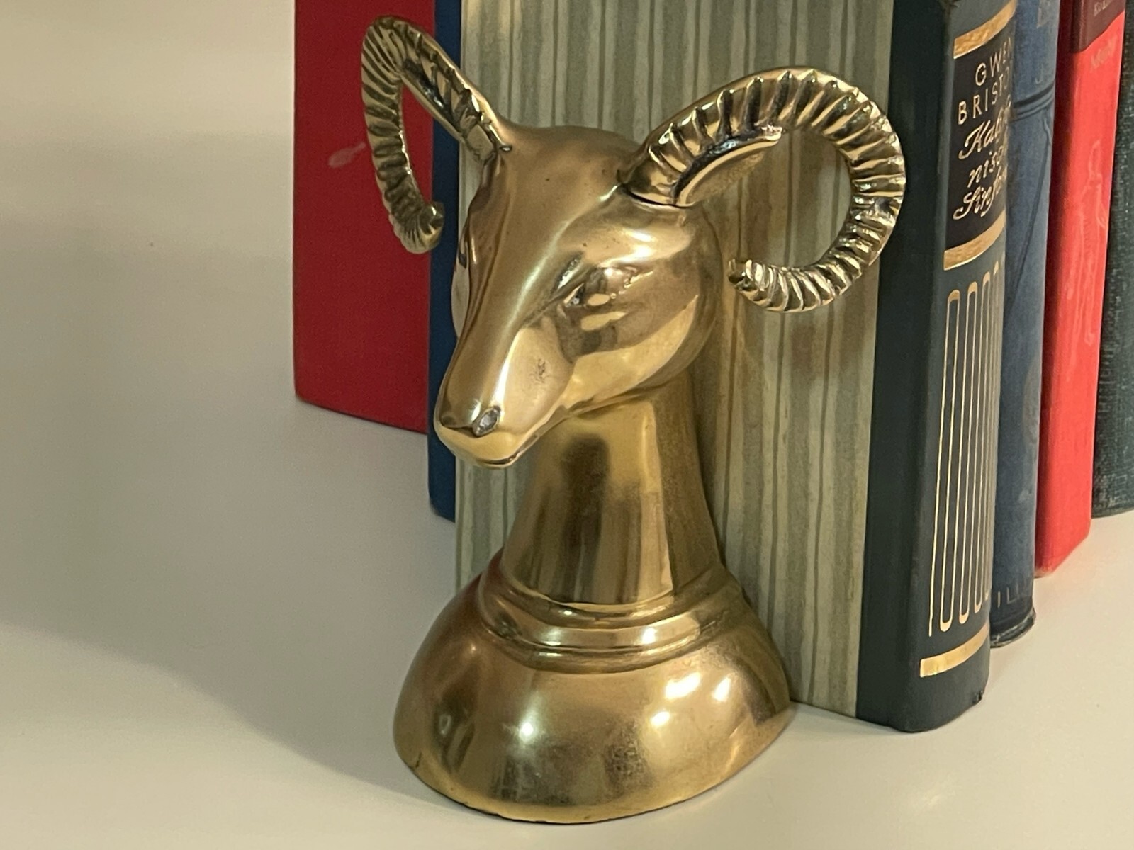Vintage Large Pair of Bronze Ram Bighorn Sheep Bookends (Hand Made In ...